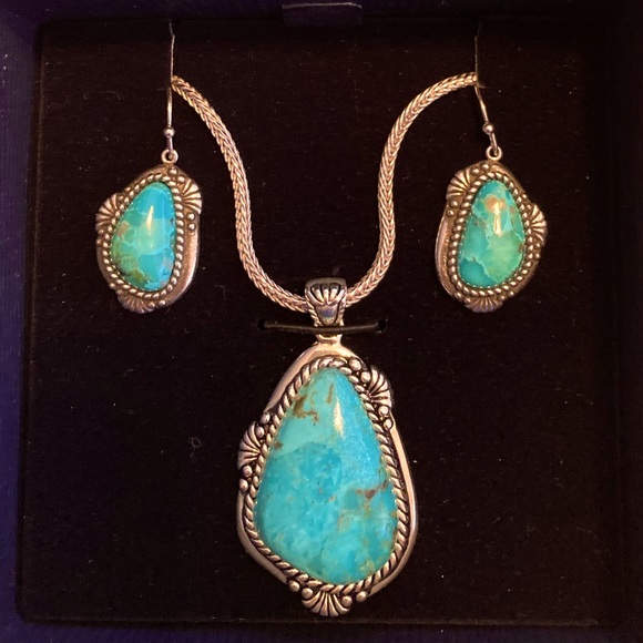 Jewelry | Stauer Sedona Turquoise Pendant Chain And Earrings | Poshmark